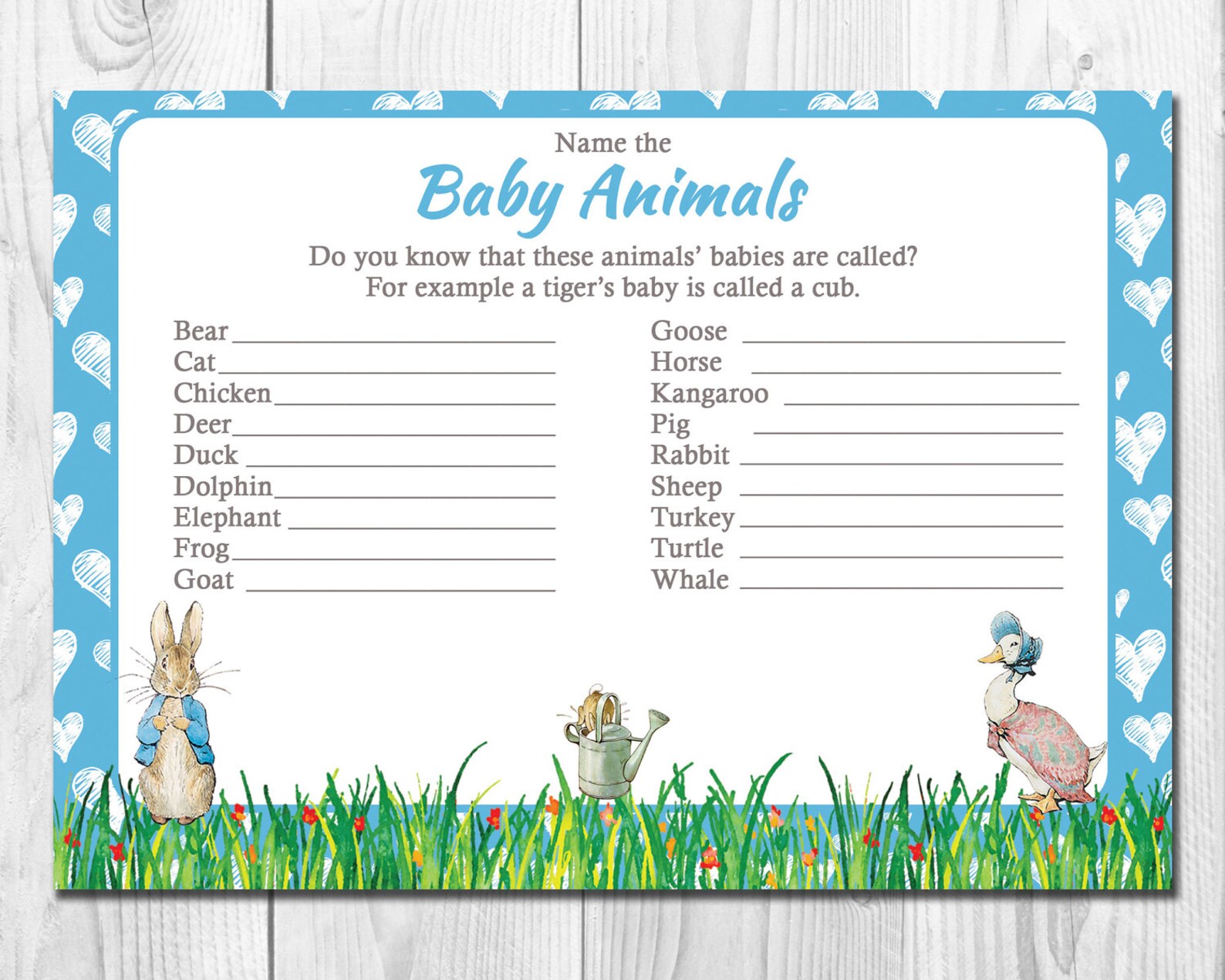 Peter Rabbit Boy Baby Shower Games Package Eight Printable - Etsy
