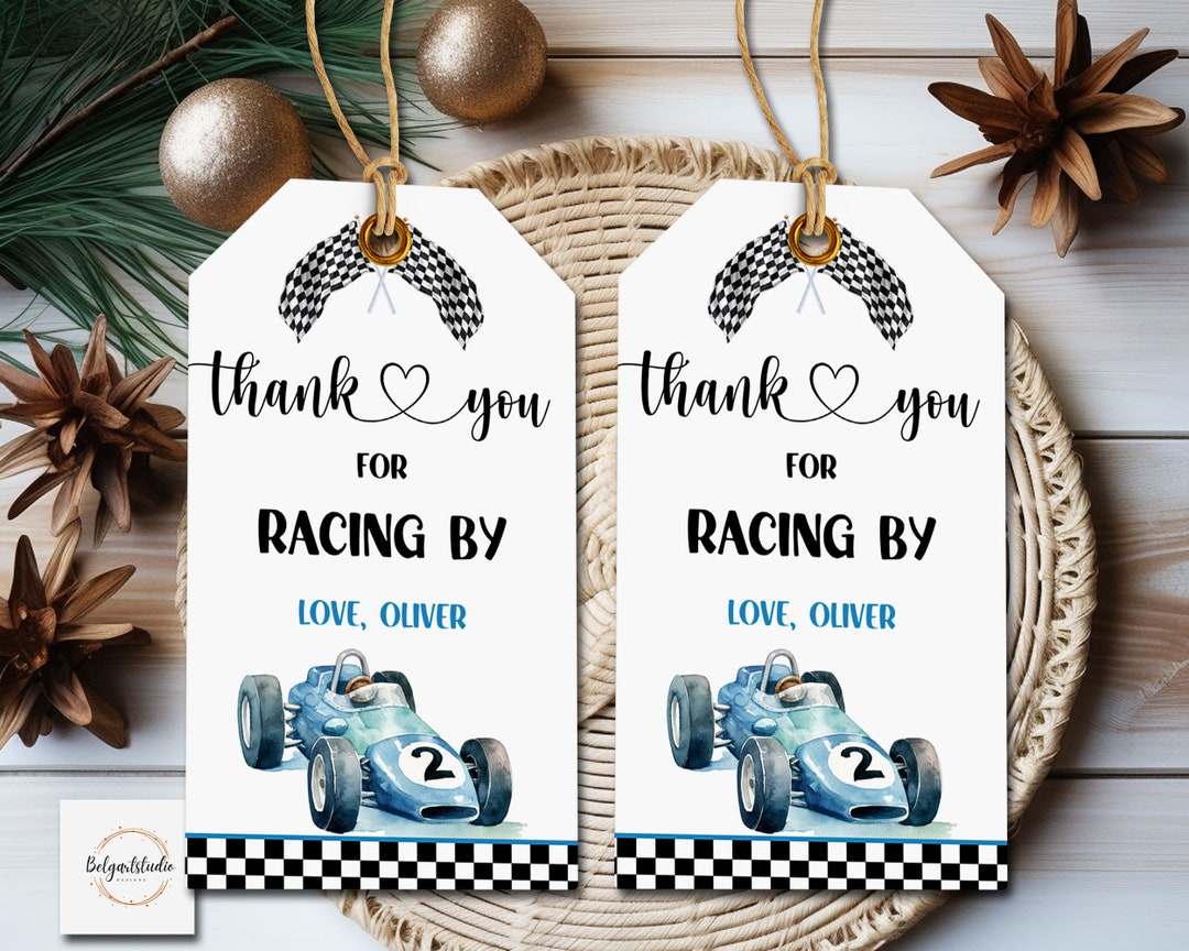 Editable Race Car Thank You Tags-party Blue Racing Car Favor - Etsy