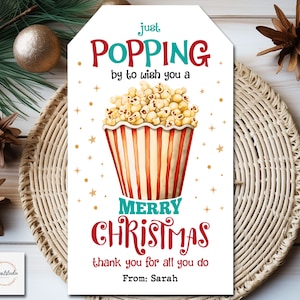 Editable Christmas Popcorn Gift Tag Printable Template-teacher Staff ...