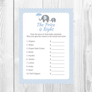 Elephant Baby Shower Games Package in Blue and White Eight - Etsy