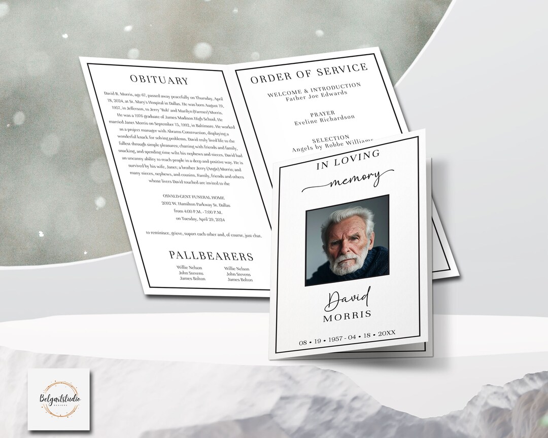 Minimal Funeral Program Template-minimalist Funeral Program-in Loving ...