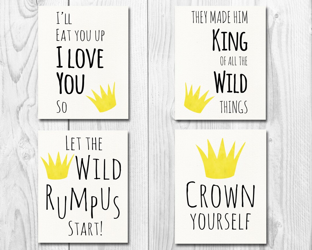 PRINTABLE, Where the Wild Things Are Party, Set of 4, INSTANT DOWNLOAD ...