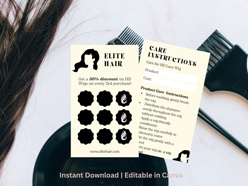 Editable Printable Wig Care Loyalty Card Template - Etsy