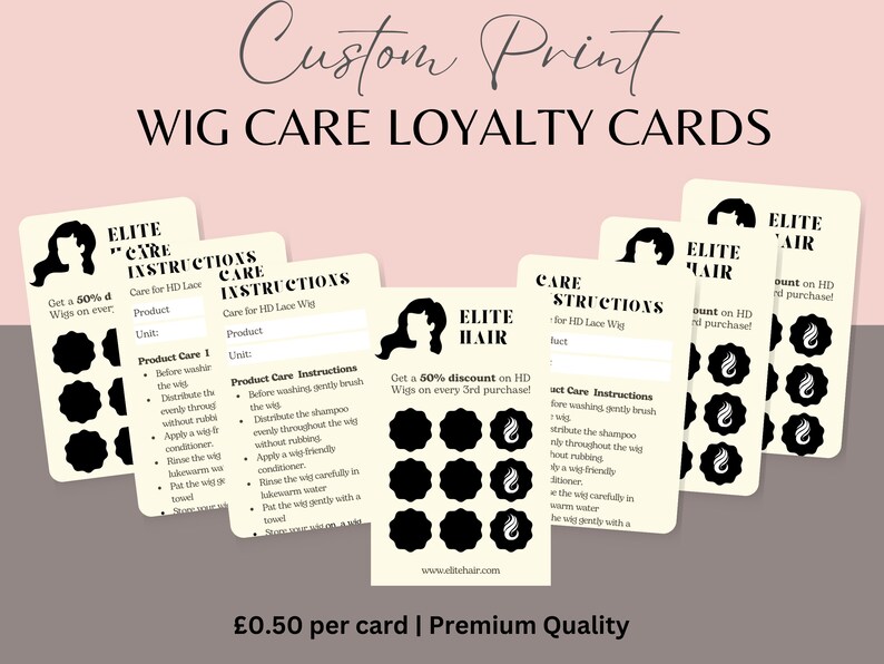 100 Custom Print Wig Care Loyalty Cards - Etsy