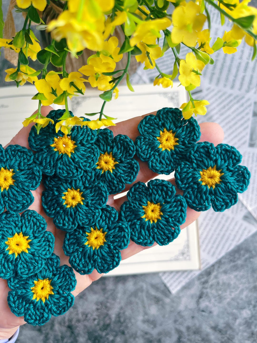 10 Small Forget Me Not Flower Applique, Scrapbook Supplies Journal Kit ...