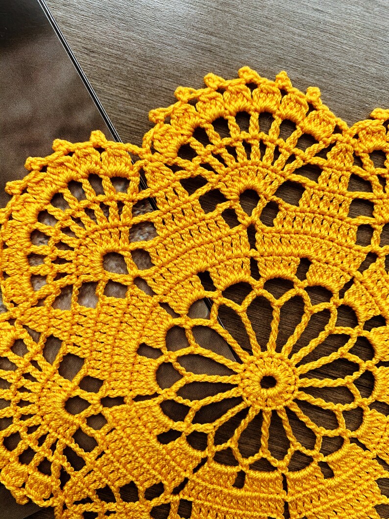 Yellow Crocheted Round Doily, Lace Doily for Autumn/home Decor, Table ...