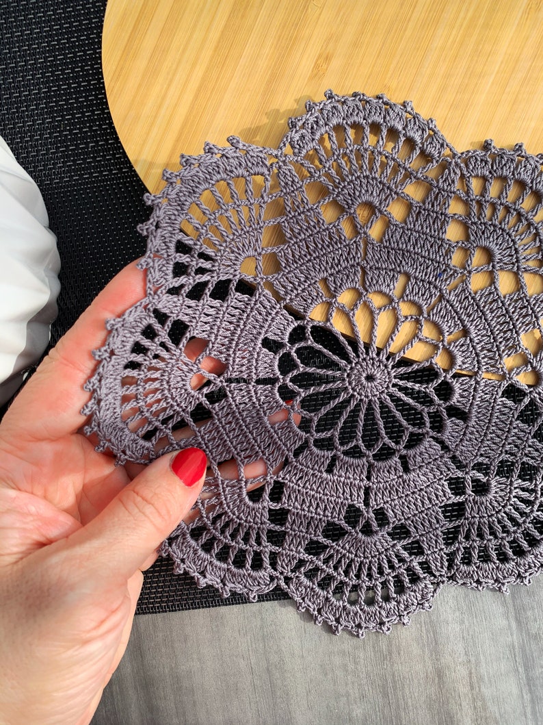 Gray Crocheted Round Doily Lace Doily for Wedding/home Decor | Etsy