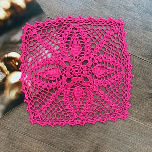 Pink Square Crocheted Doily, Lace Doily for Wedding/home Decor, Table ...