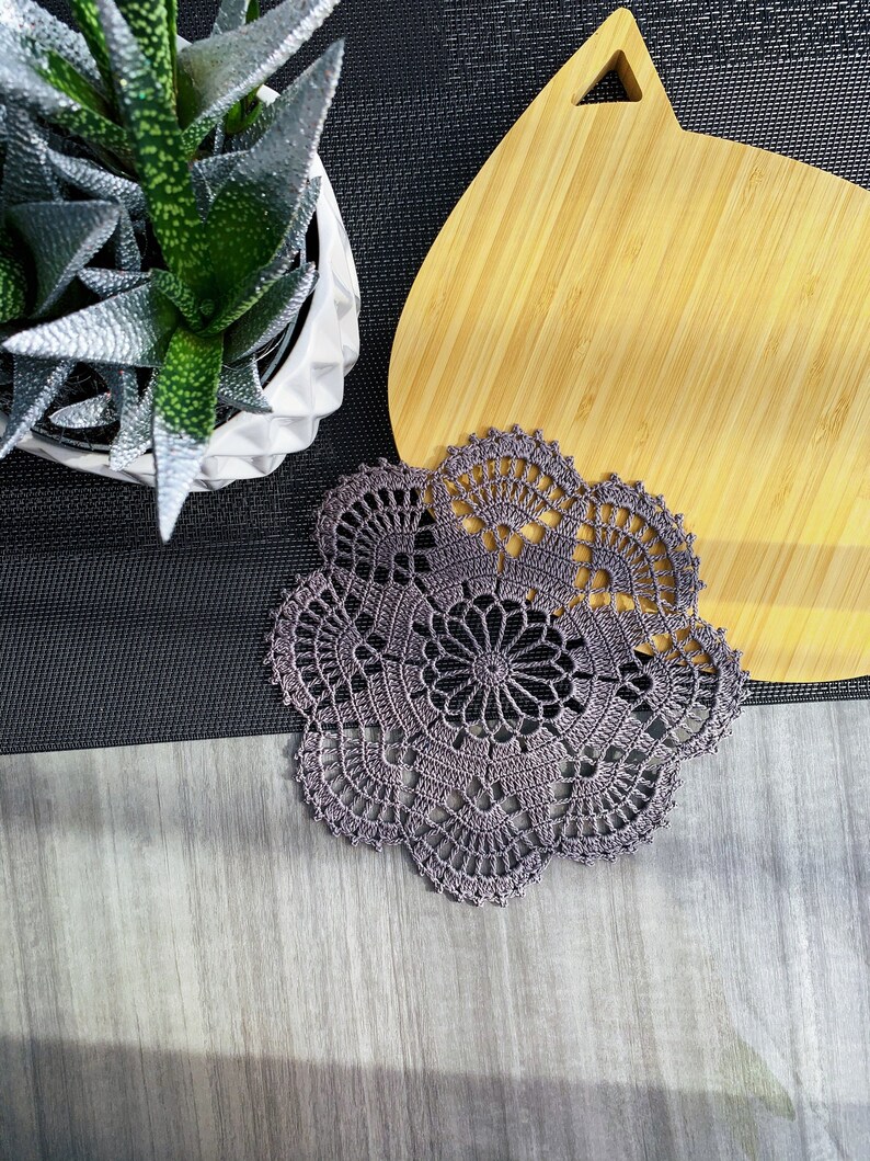 Gray Crocheted Round Doily Lace Doily for Wedding/home Decor | Etsy