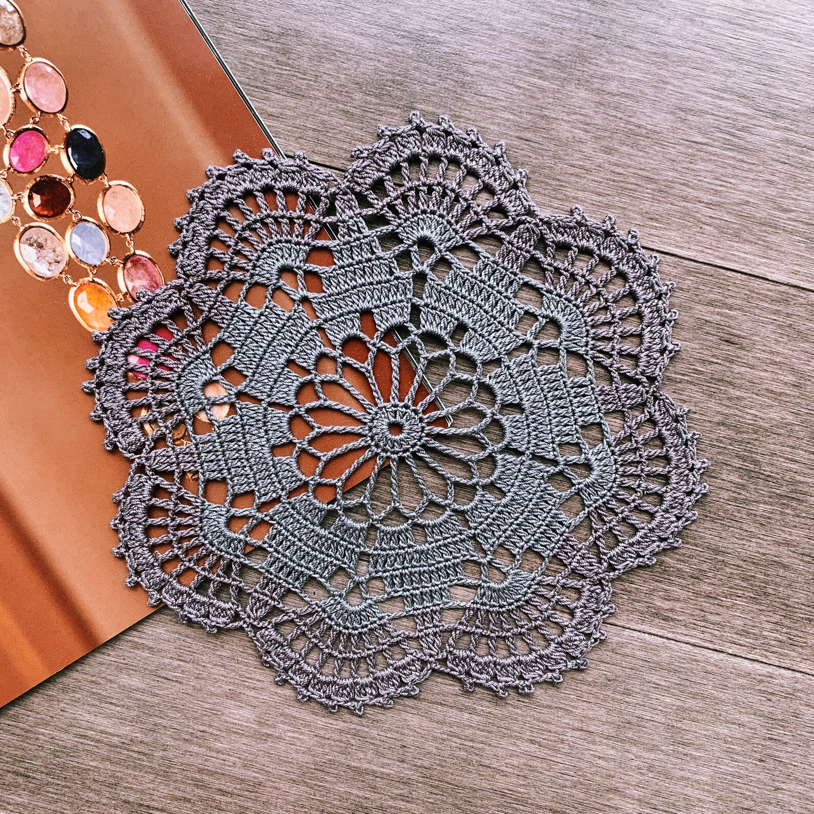 Gray Crocheted Round Doily Lace Doily for Wedding/home Decor | Etsy