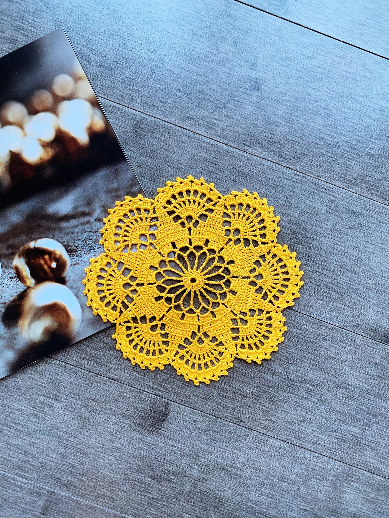 Yellow Crocheted Round Doily, Lace Doily for Autumn/home Decor, Table ...