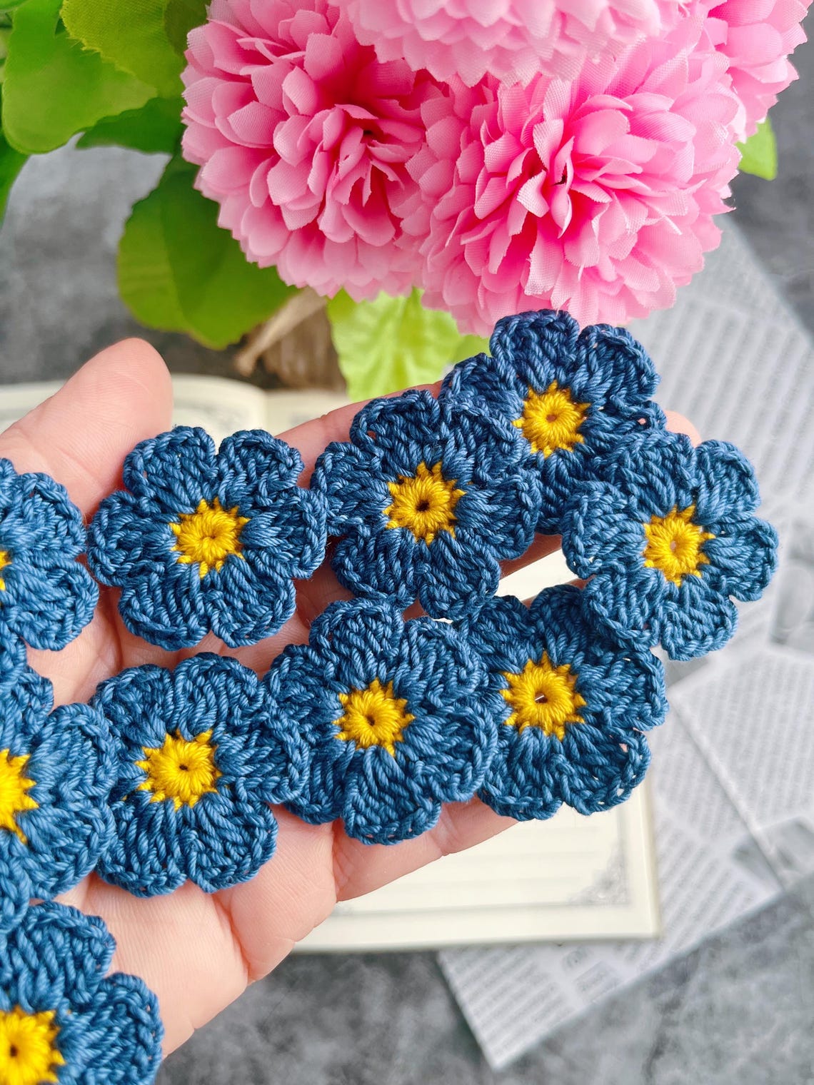 10 Small Forget Me Not Flower Applique, Scrapbook Supplies Journal Kit ...