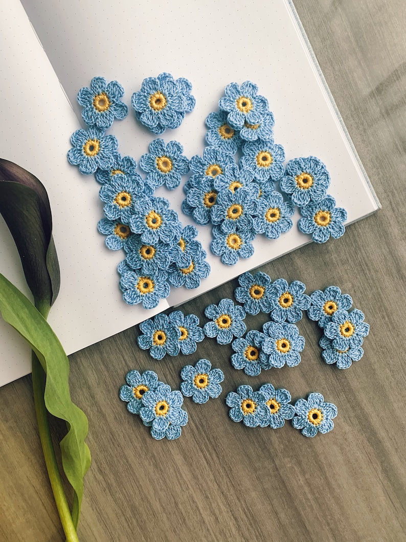 10 small Forget me not flower applique scrapbook supplies | Etsy