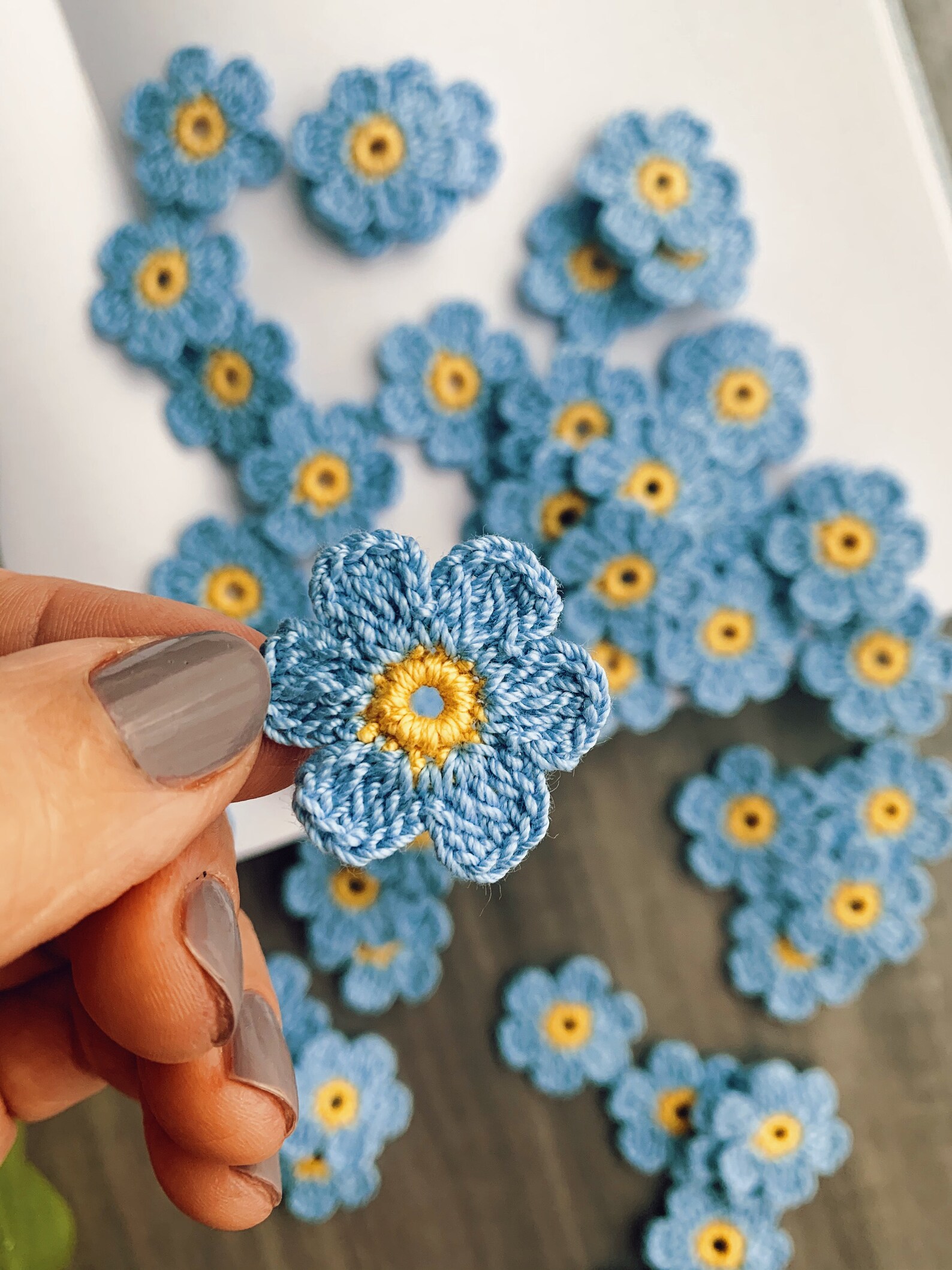 10 Small Forget Me Not Flower Applique, Scrapbook Supplies Journal Kit ...