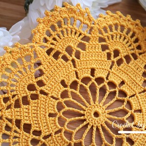 Yellow Crocheted Round Doily, Lace Doily for Autumn/home Decor, Table ...