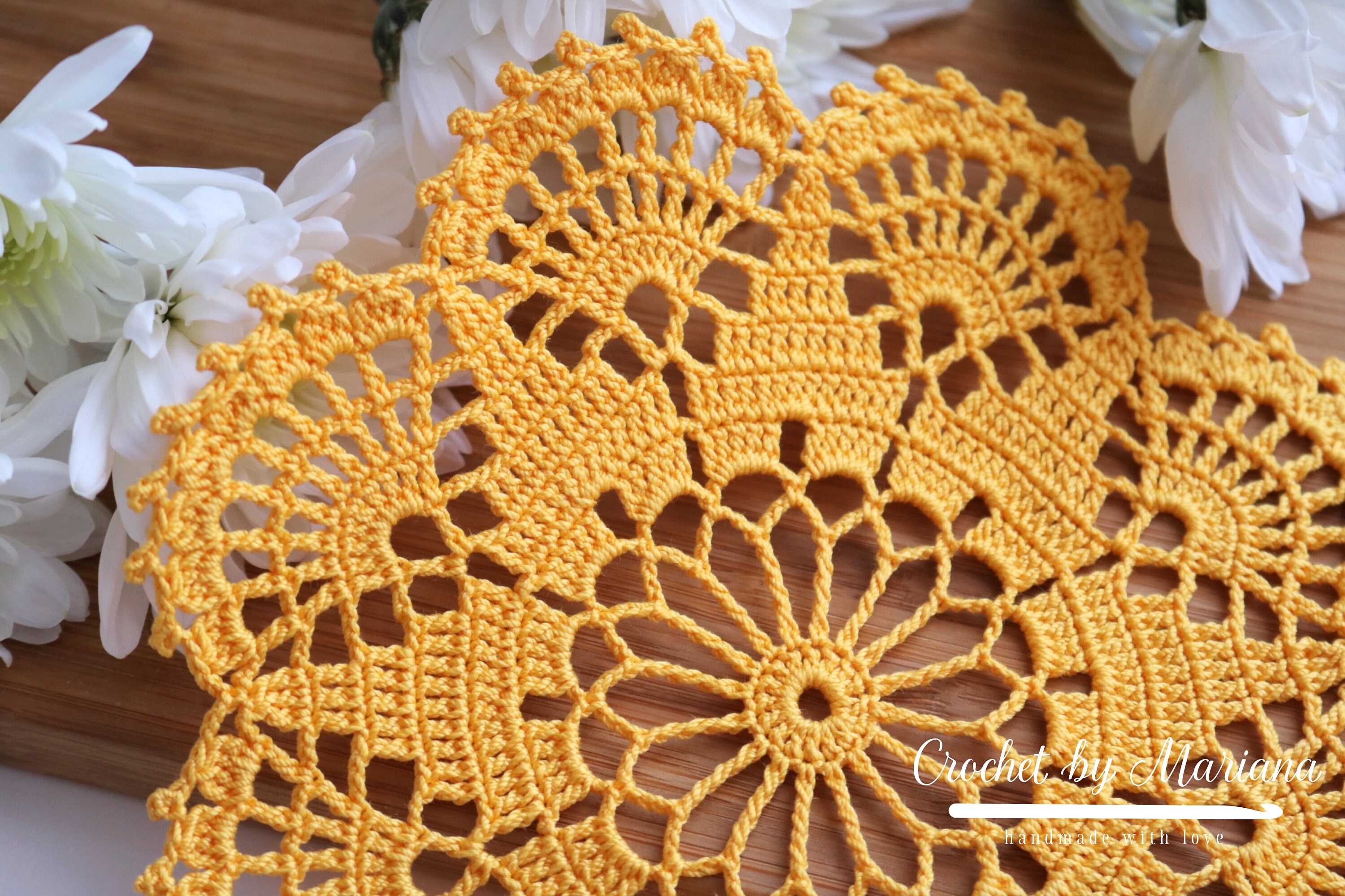 Yellow Crocheted Round Doily, Lace Doily for Autumn/home Decor, Table ...