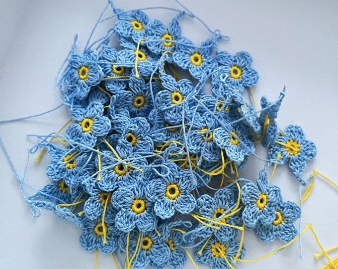 10 Small Forget Me Not Flower Applique, Scrapbook Supplies Journal Kit ...