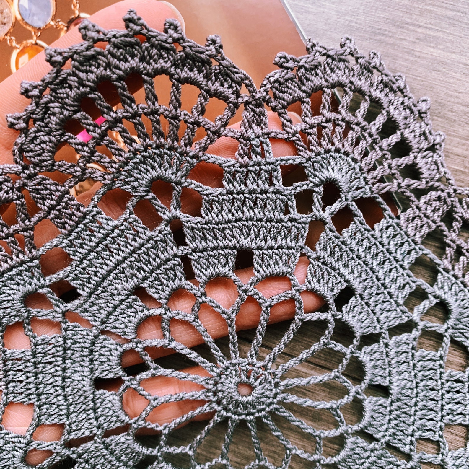 Gray Crocheted Round Doily Lace Doily for Wedding/home Decor | Etsy