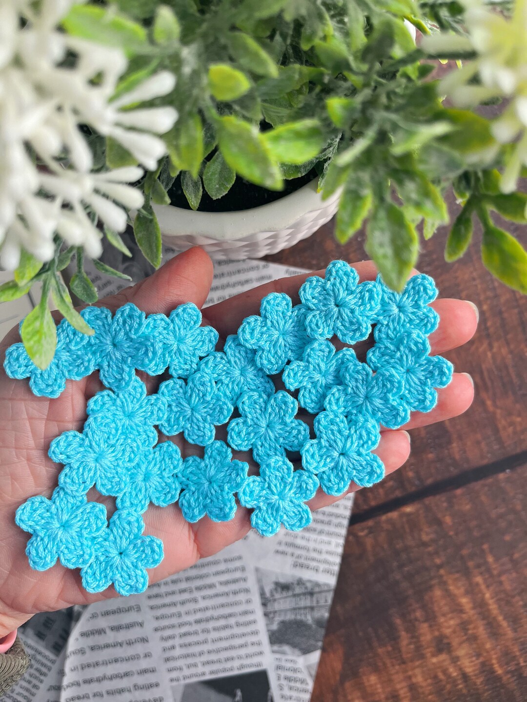 Set of 20 Crochet Flower Appliques, Scrapbook Supplies Journal Kit ...