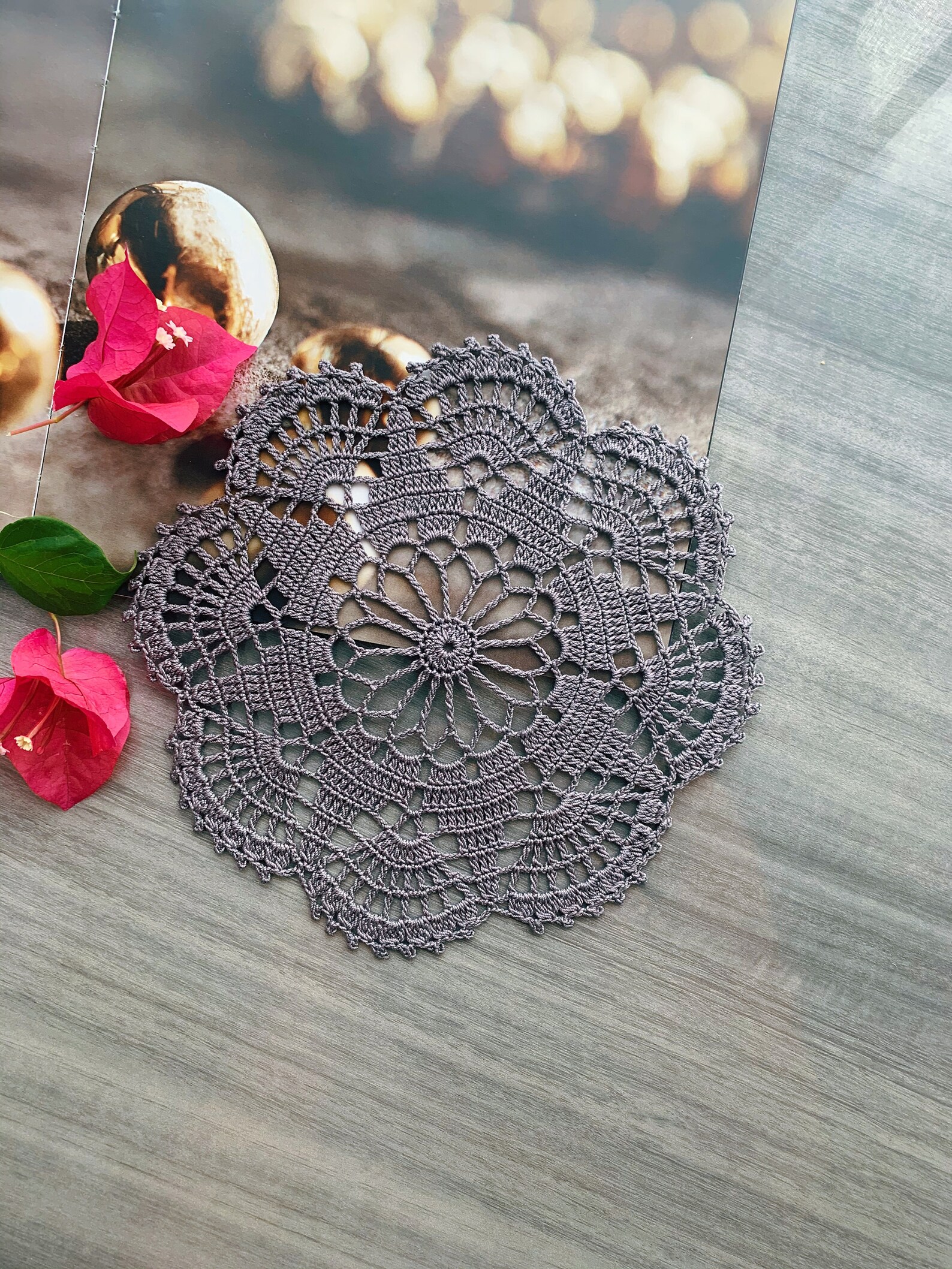 Gray Crocheted Round Doily Lace Doily for Wedding/home Decor | Etsy
