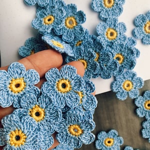 10 Small Forget Me Not Flower Applique, Scrapbook Supplies Journal Kit ...