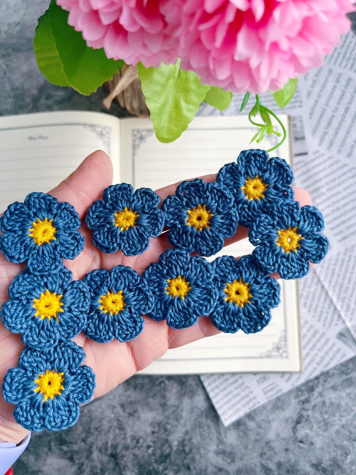 10 Small Forget Me Not Flower Applique, Scrapbook Supplies Journal Kit ...