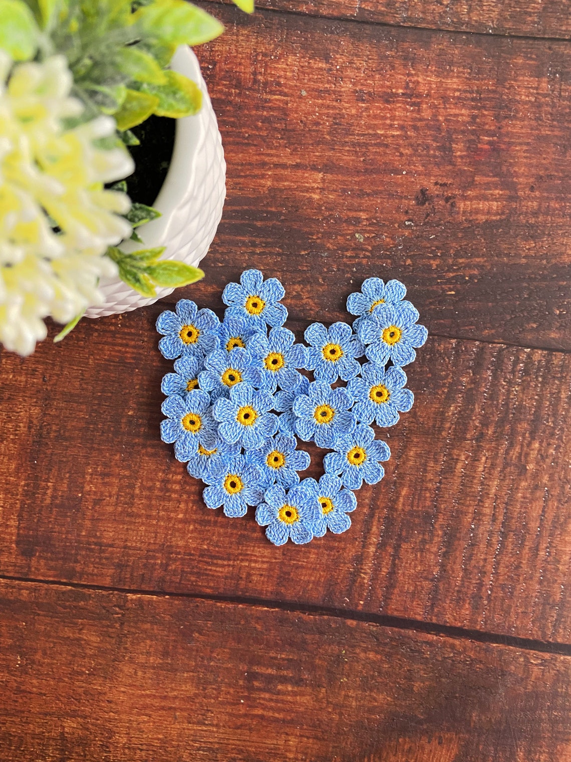 10 Small Forget Me Not Flower Applique, Scrapbook Supplies Journal Kit ...