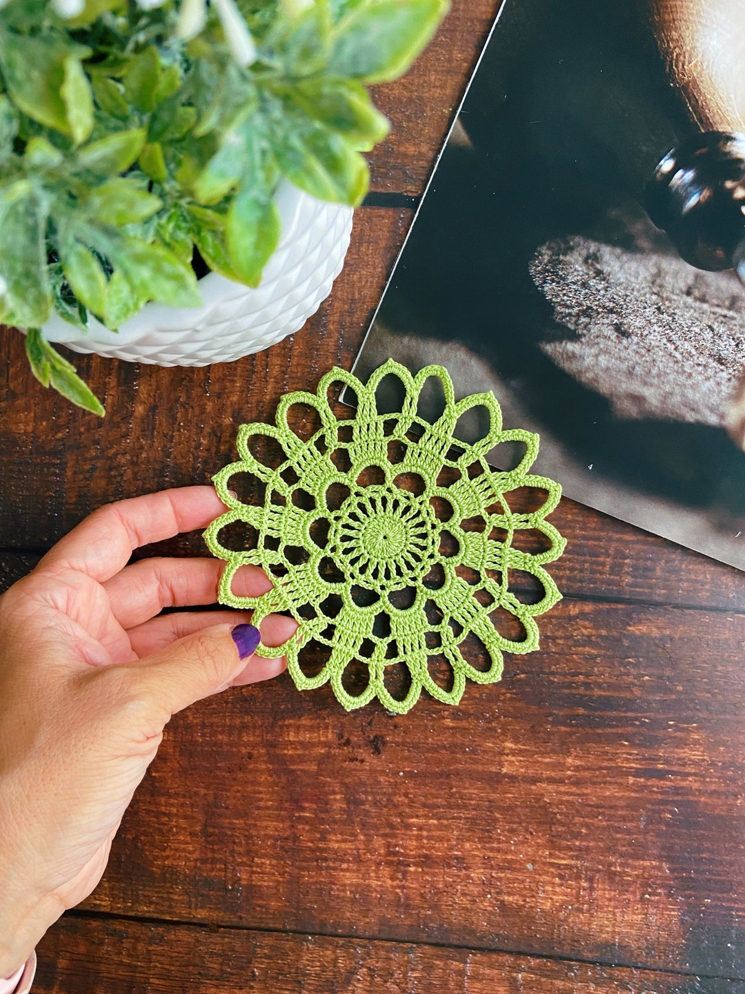 Lime Green Crocheted Doily, Lace Doily for Wedding/home Decor, Table ...