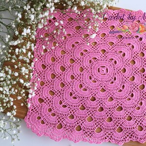 Pink Square Crocheted Doily, Lace Doily for Wedding/home Decor, Table ...