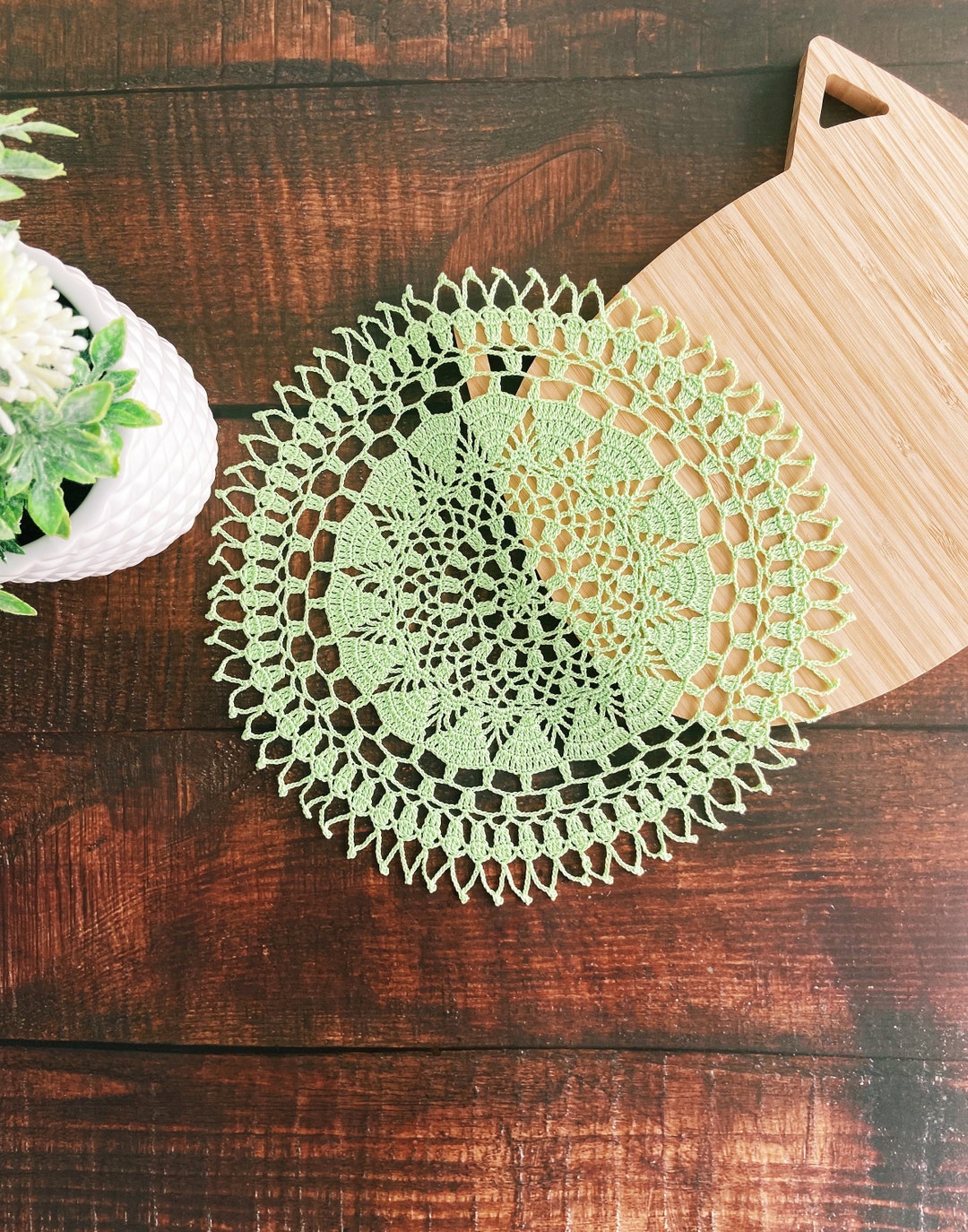 Light Green Crocheted Doily, Lace Doily for Wedding/home Decor, Table ...