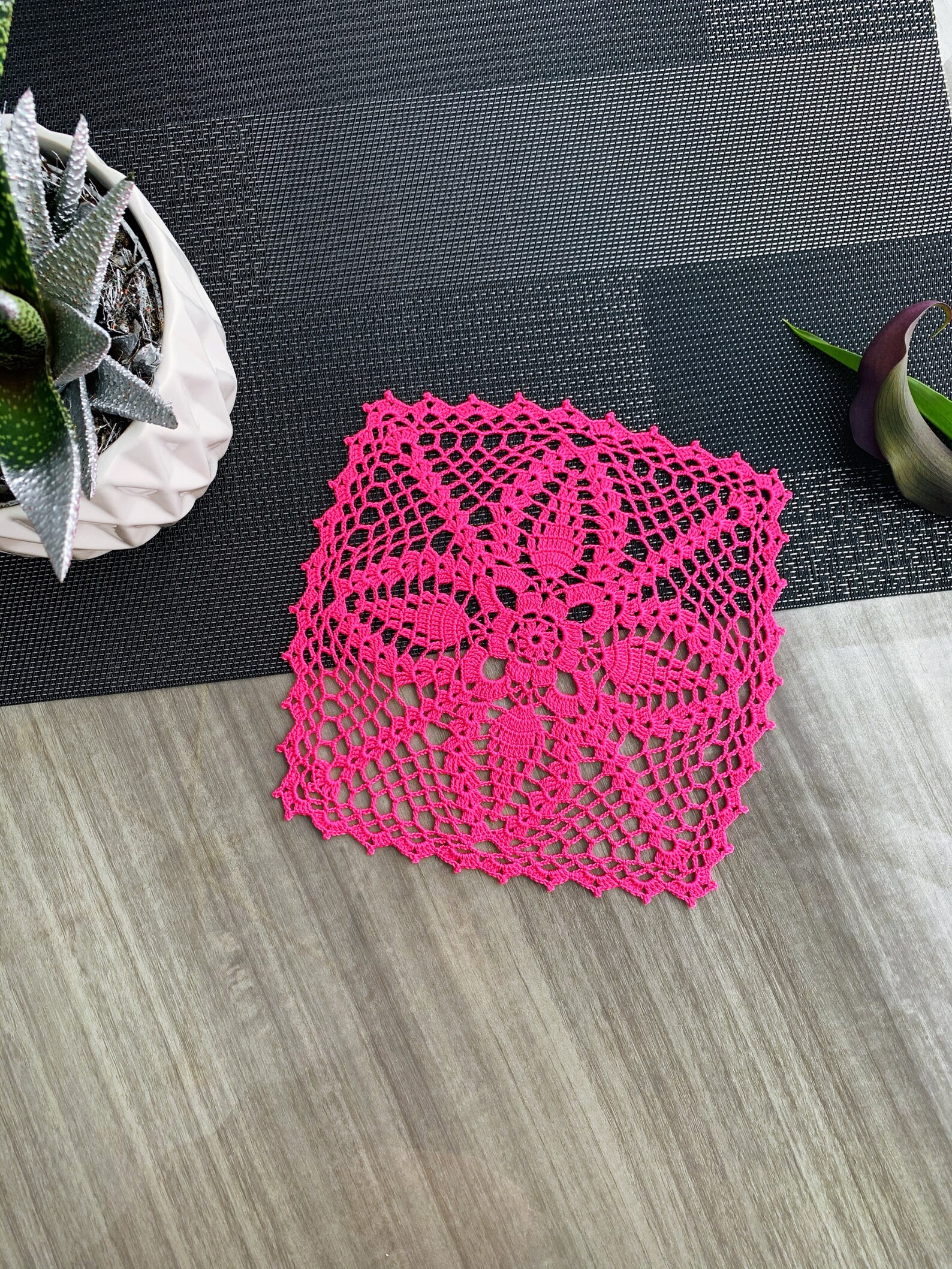 Pink Square Crocheted Doily, Lace Doily for Wedding/home Decor, Table ...