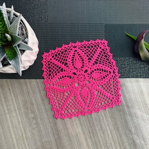 Pink Square Crocheted Doily, Lace Doily for Wedding/home Decor, Table ...