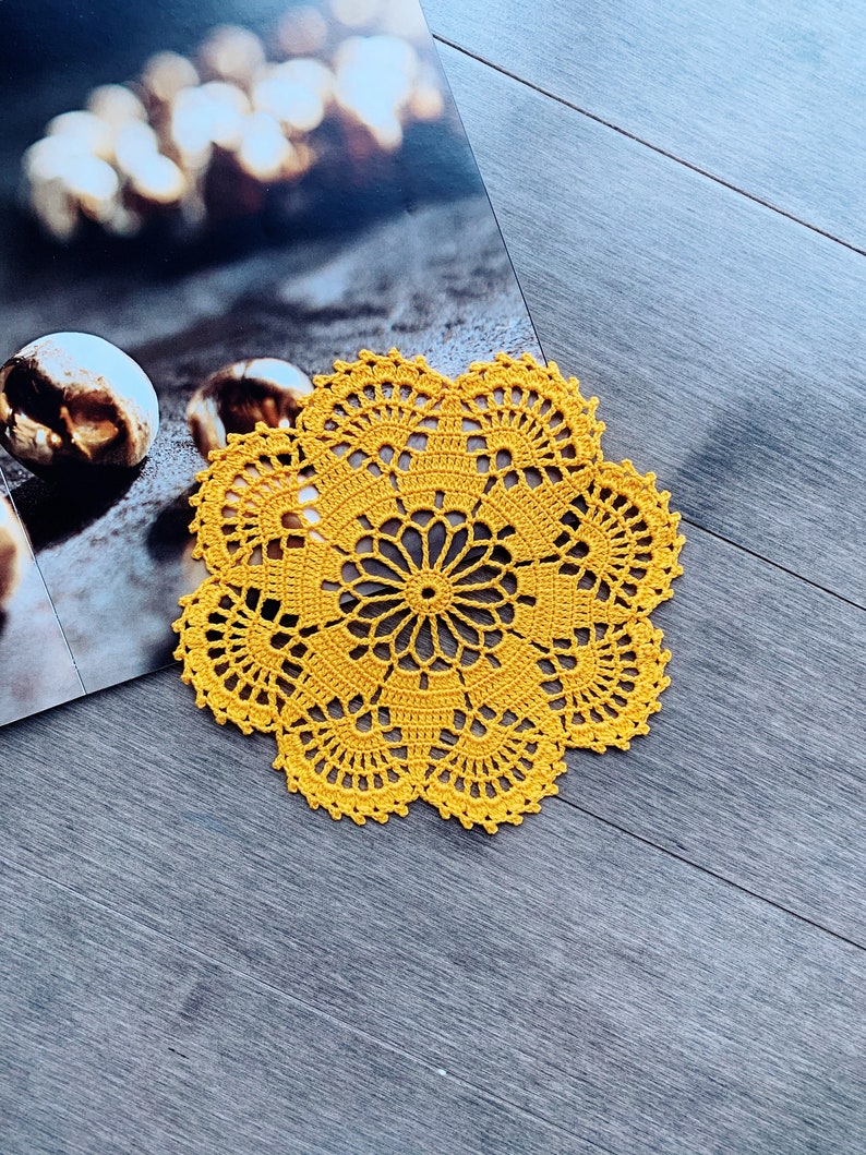 Yellow Crocheted Round Doily, Lace Doily for Autumn/home Decor, Table ...