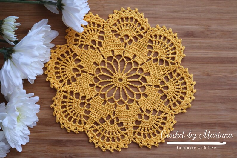 Yellow Crocheted Round Doily, Lace Doily for Autumn/home Decor, Table ...