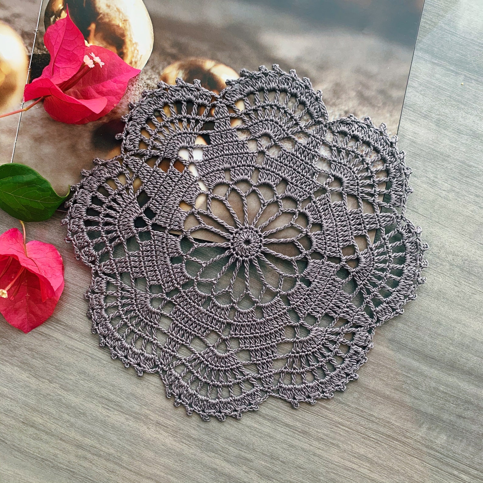 Gray Crocheted Round Doily Lace Doily for Wedding/home Decor | Etsy