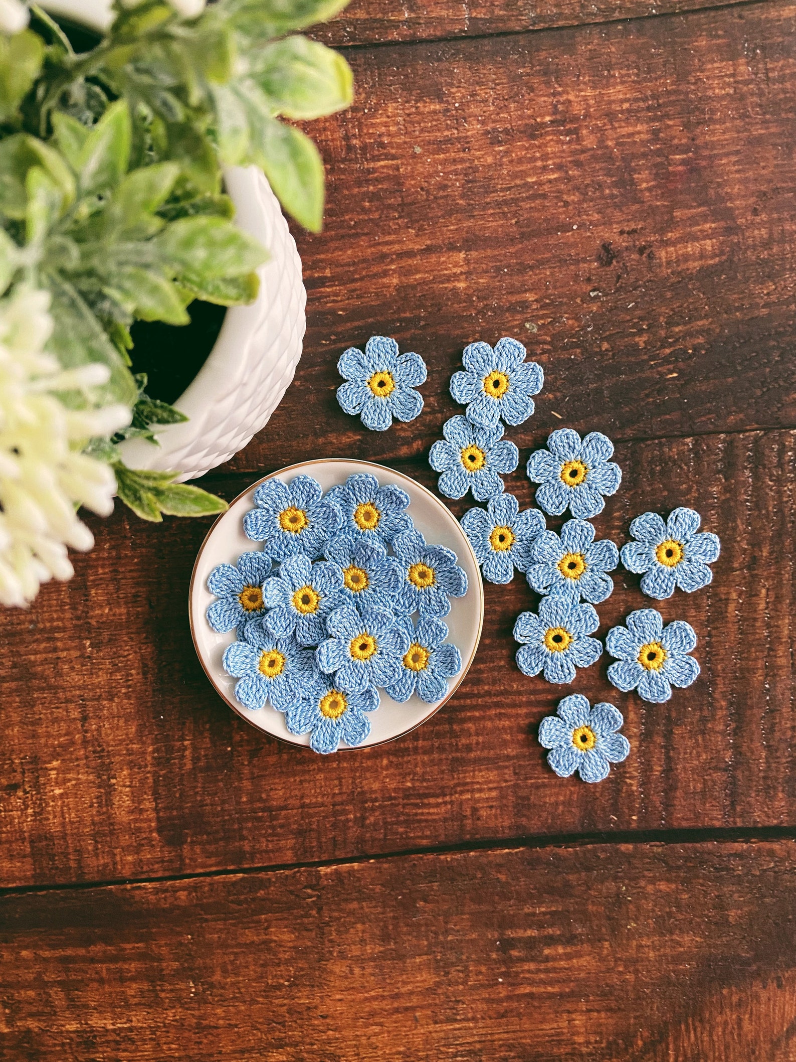 10 Small Forget Me Not Flower Applique, Scrapbook Supplies Journal Kit ...
