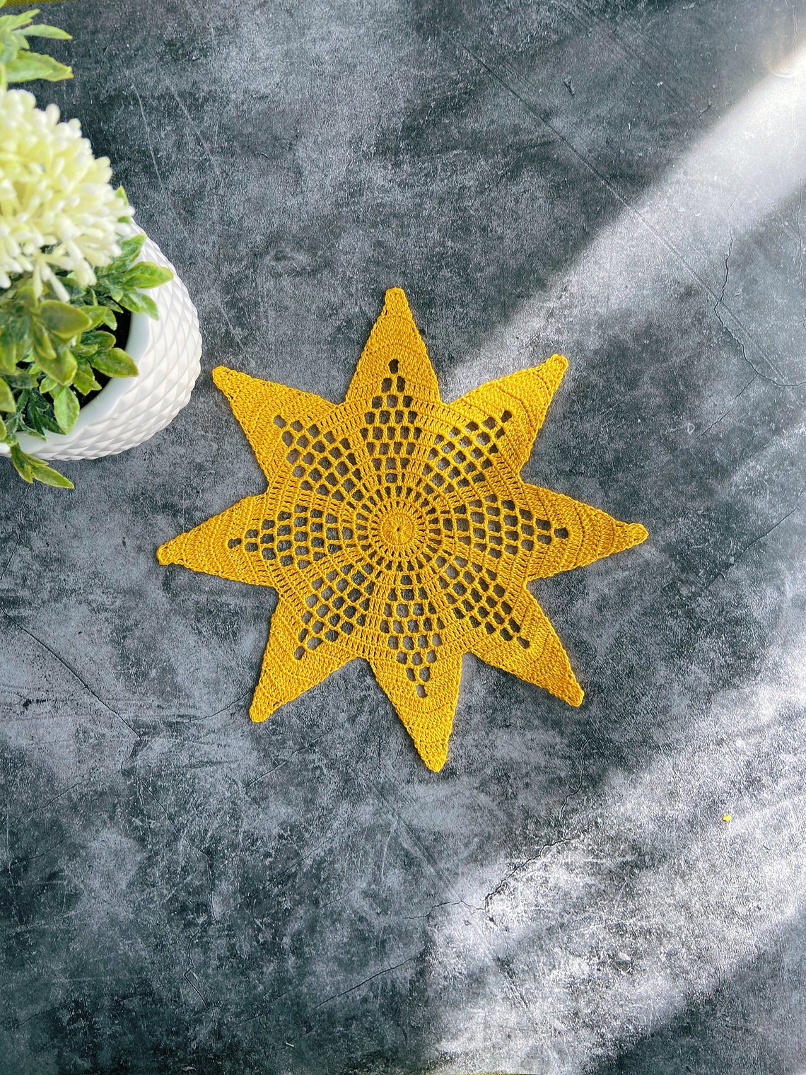 Yellow Crocheted Round Doily, Lace Doily for Wedding/home Decor, Table ...