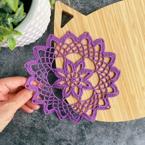 Purple Crochet Round Doily, Lace Doily for Wedding/home Decor, Table ...