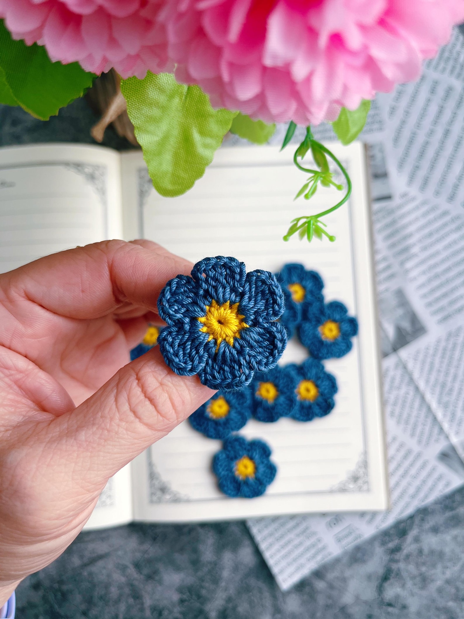 10 Small Forget Me Not Flower Applique, Scrapbook Supplies Journal Kit ...
