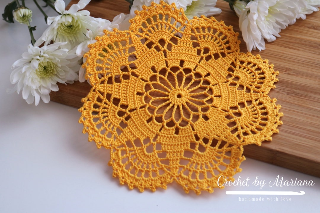 Yellow Crocheted Round Doily Lace Doily for Autumn/home - Etsy