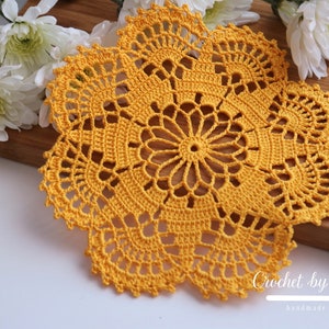 Yellow Crocheted Round Doily, Lace Doily for Autumn/home Decor, Table ...