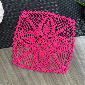 Pink Square Crocheted Doily, Lace Doily for Wedding/home Decor, Table ...