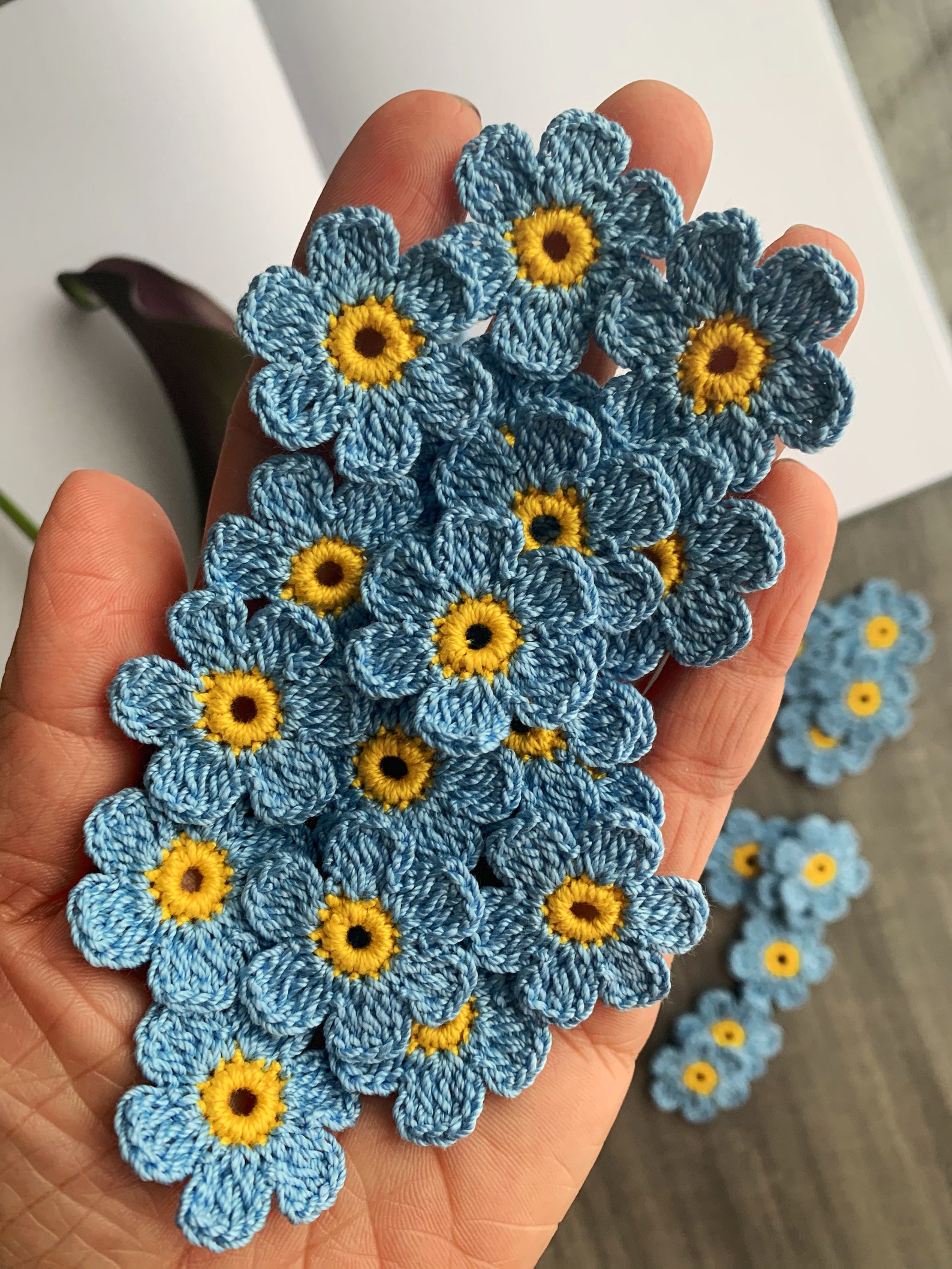 10 small Forget me not flower applique scrapbook supplies | Etsy