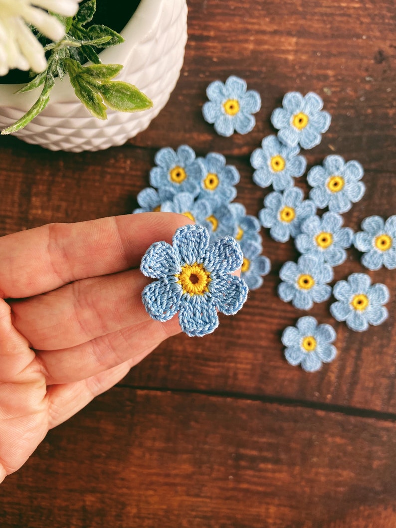 10 Small Forget Me Not Flower Applique, Scrapbook Supplies Journal Kit ...
