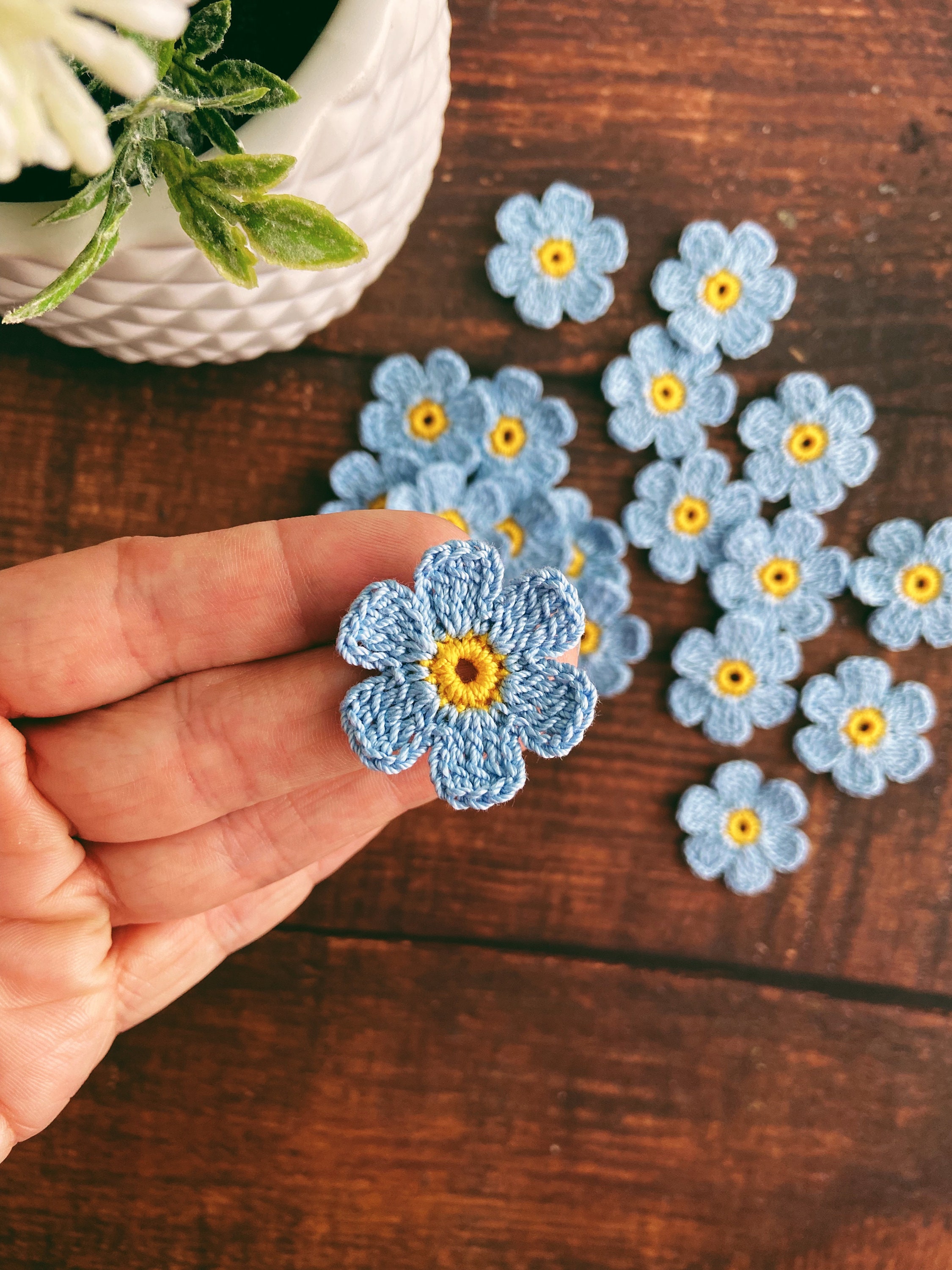 10 Small Forget Me Not Flower Applique, Scrapbook Supplies Journal Kit ...