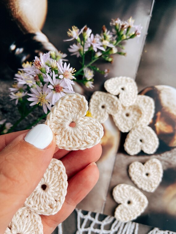 10 Small Crochet Heart Appliques Scrapbook Set for Journal - Etsy