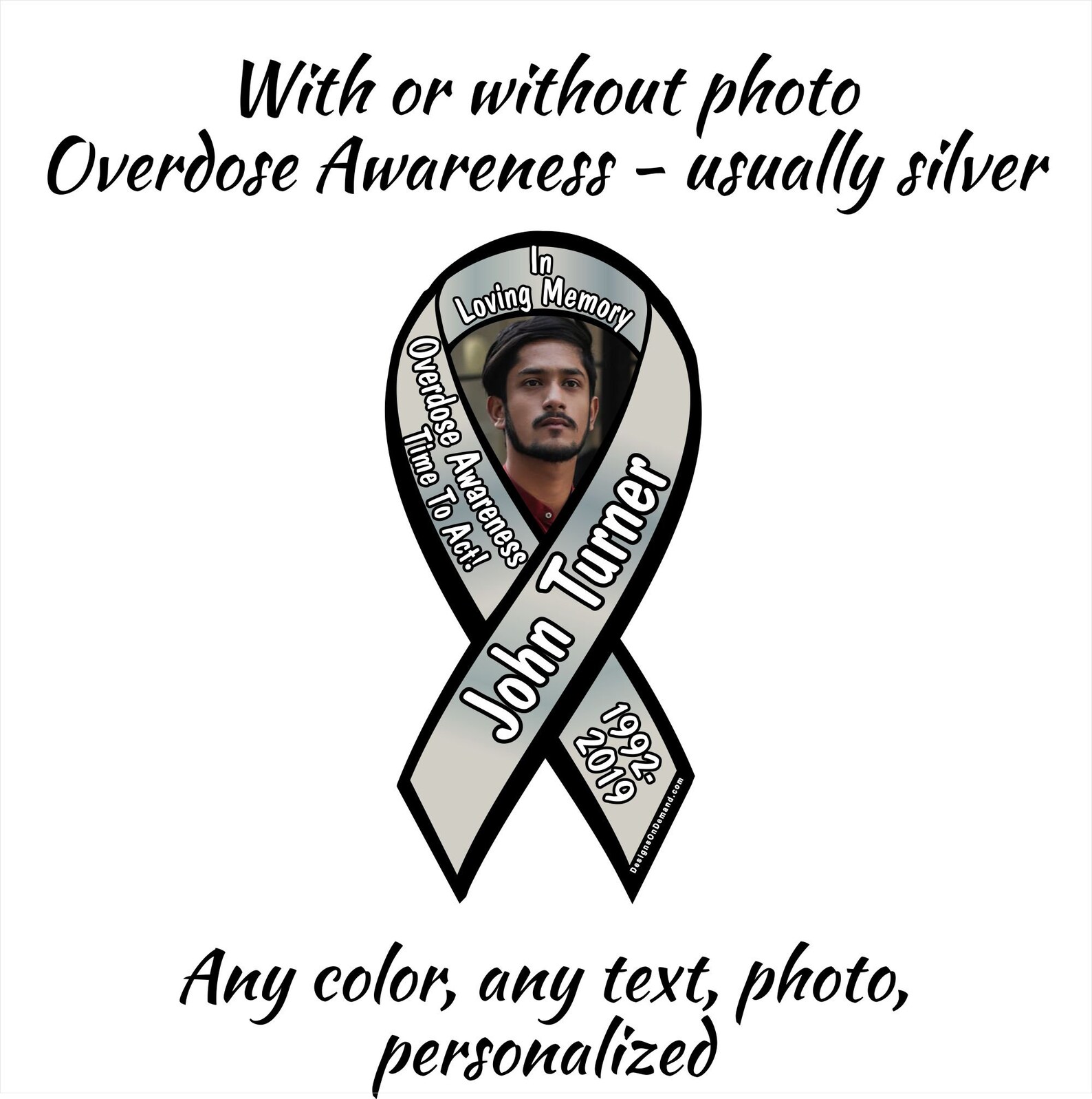 Personalized Opioid and Overdose Awareness Ribbon Magnet - Add Photo or ...