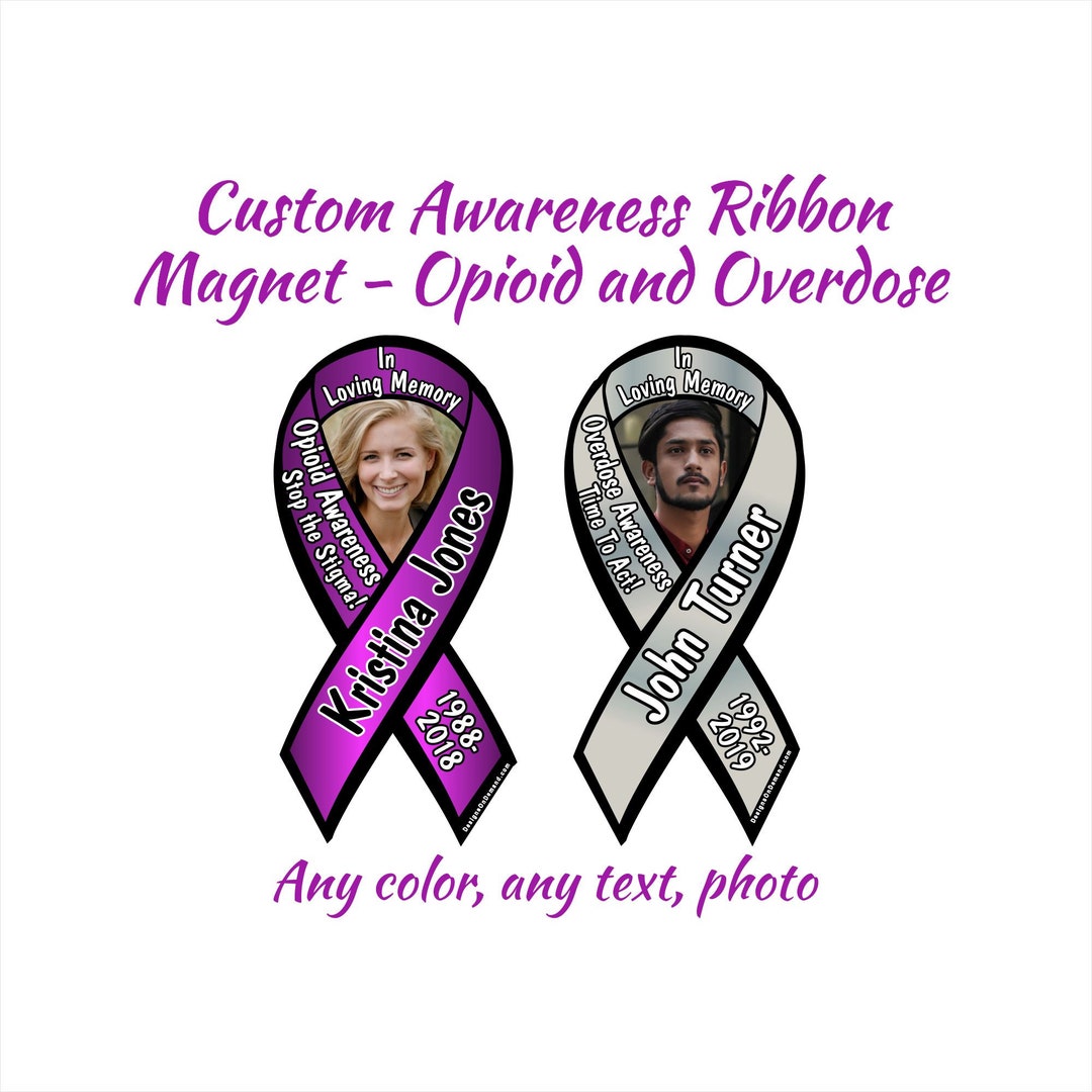 Personalized Opioid and Overdose Awareness Ribbon Magnet - Add Photo or ...