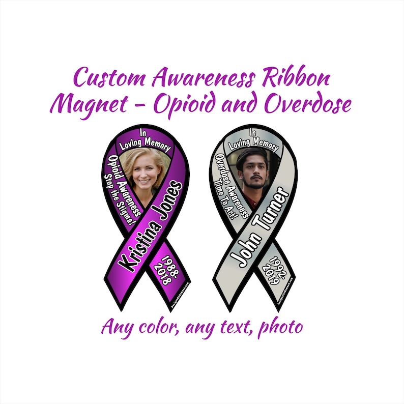 Personalized Opioid and Overdose Awareness Ribbon Magnet - Add Photo or ...