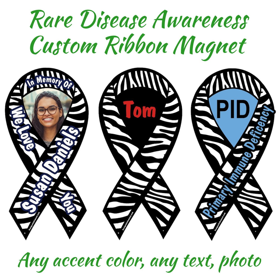 Personalized Rare Disease Zebra Awareness Ribbon Magnet - Add Photo or ...